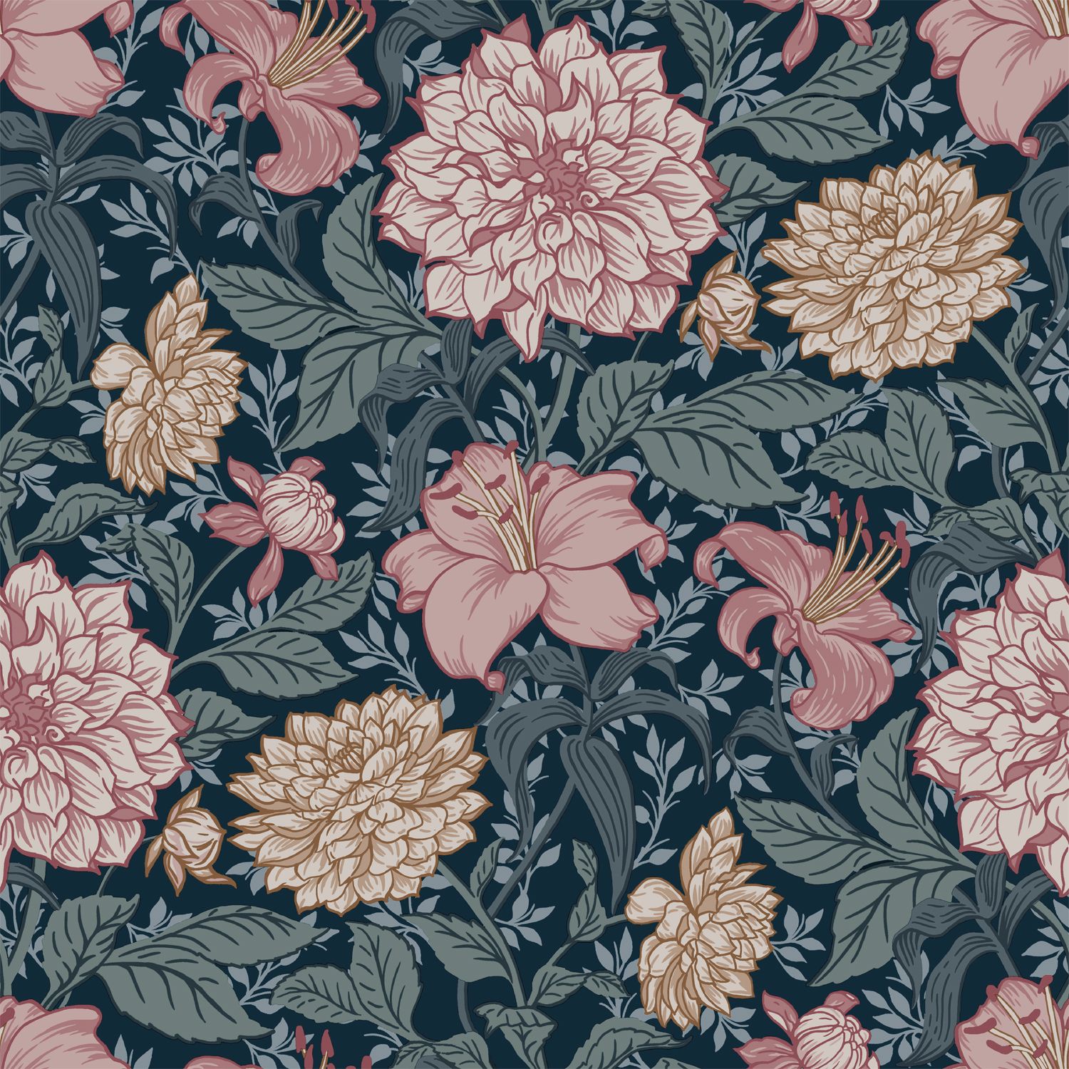 Обои Винтажные Цветы antique pink Esta HOME 139382 коллекция BLOOM ...